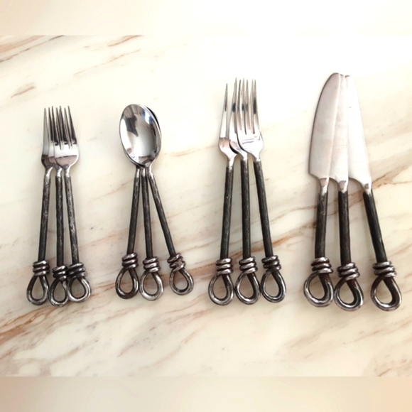 Thailand | Dining | Rope Twisted Oxidized Stainless Steel 2 Pc Flatware ...